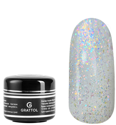 Купить Grattol Murano гель прозрачный со слюдой 01 15 мл в интернет магазине Modelon